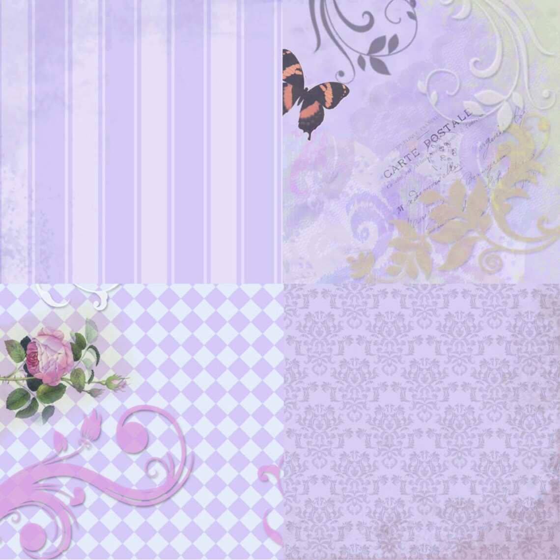 Purple Patterns Digital Paper - Etsy