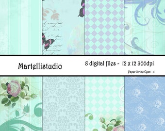 Aqua Blue Digital Scrapbook Paper Printable Digtial - Etsy