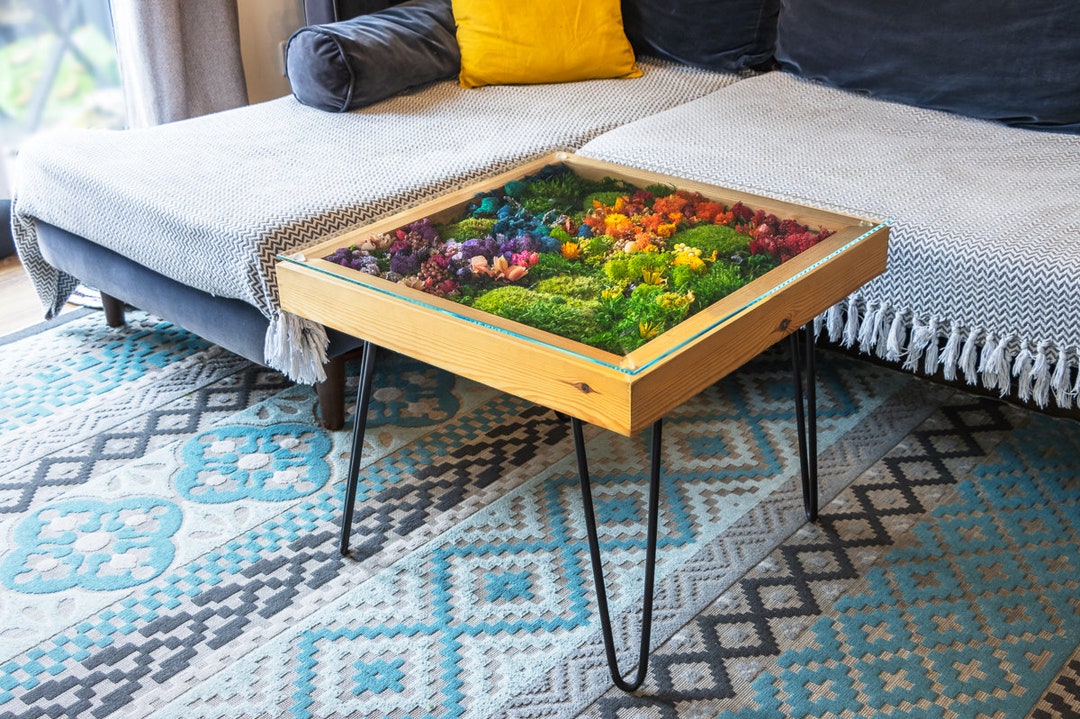 The Rainbow Table Preserved Moss Art Dining Coffee Desk Console ...