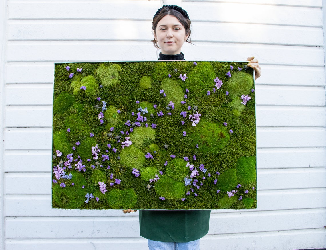 Purple River 2 Moss Wall Art Decor With Purple Flowers Bun - Etsy UK