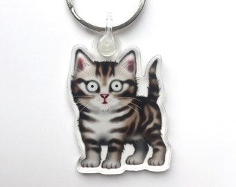 Cheese Tabby Cat Keychain - Etsy