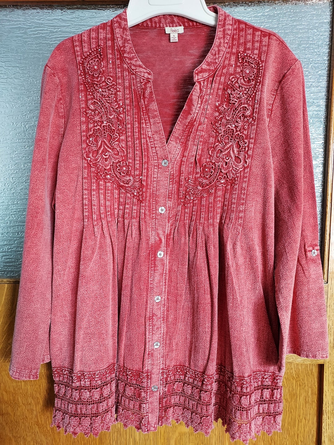 Reba Brand Cotton Blouse. Size S. Vintage Red. - Etsy