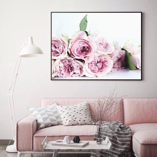 Pink Rose Wall Art Botanical Print Shabby Chic Decor | Etsy