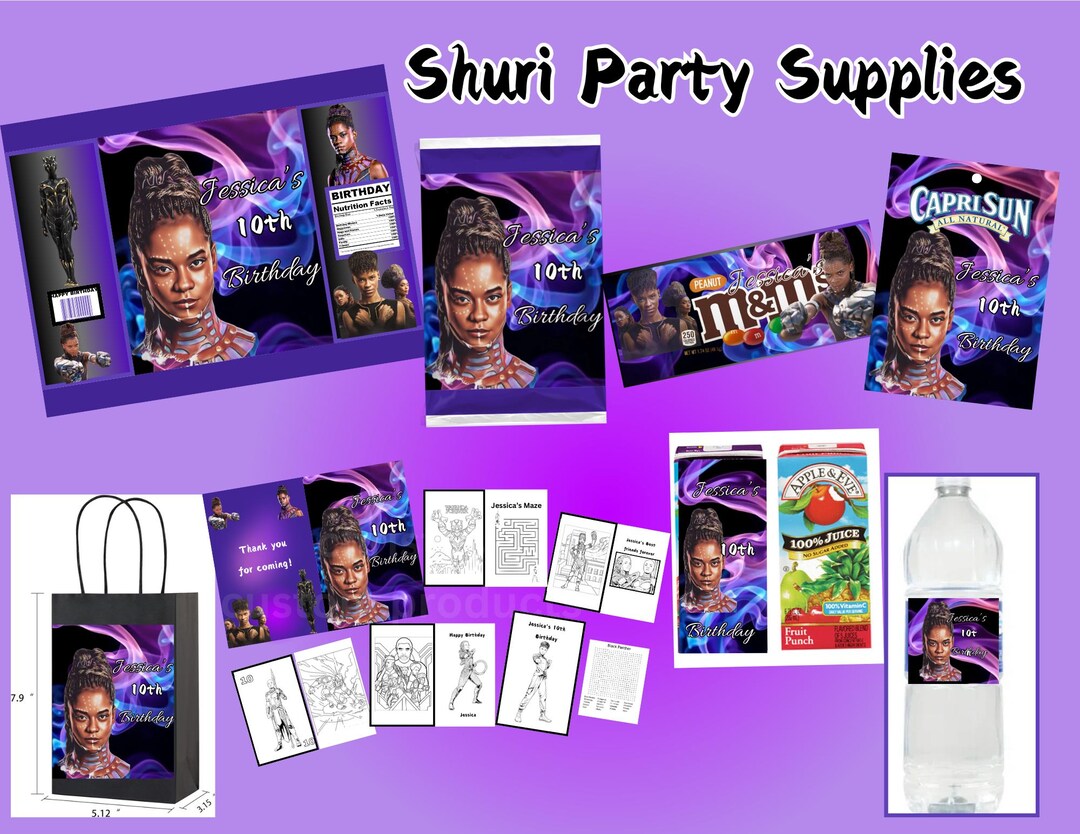 Custom Shuri Wakanda Party Supplies, Any Theme Available - Etsy