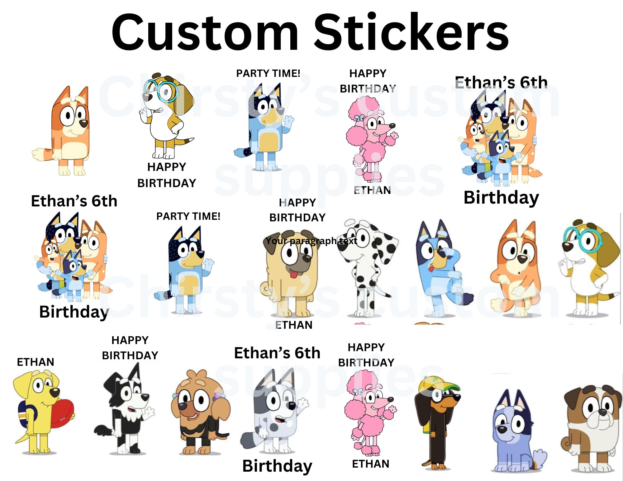 Bluey Custom Party Supplies, Any Theme Available - Etsy