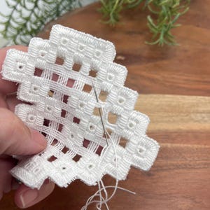 Hardanger Embroidery Heart Pattern Elegant White Ornament Design - Etsy