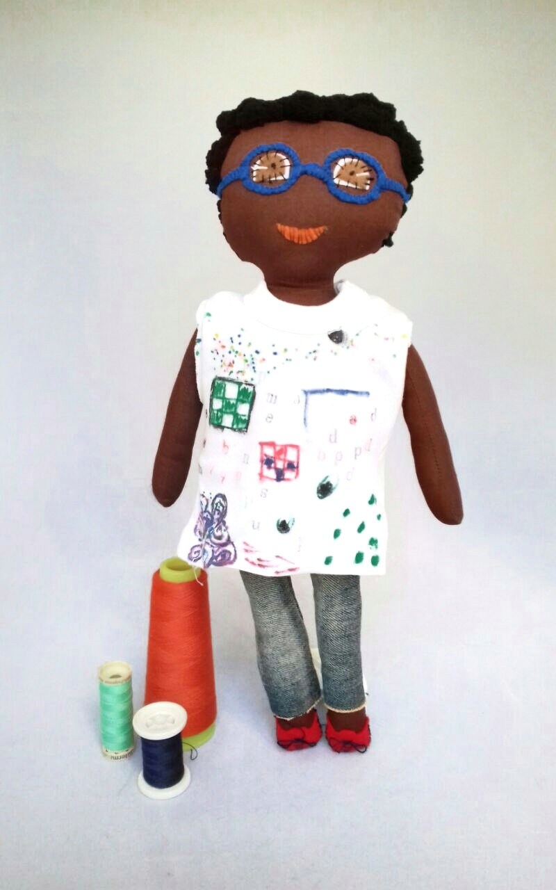 Cloth Doll, Boy With Black Glasses, Afro, Cowboy, Boy Ragdoll, Blue ...