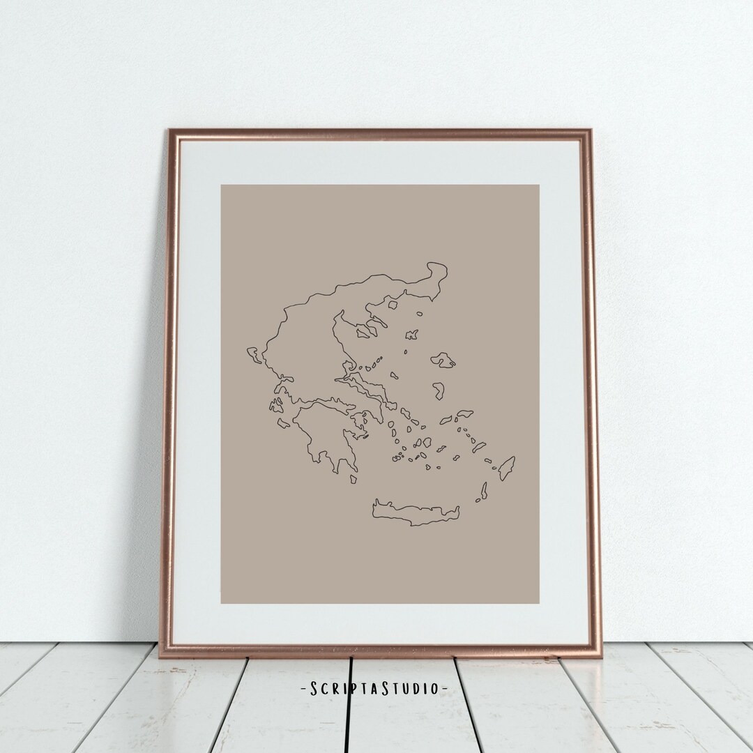 Greece Map Print - Greece Wall Art - Neutral Wall Decor - Etsy