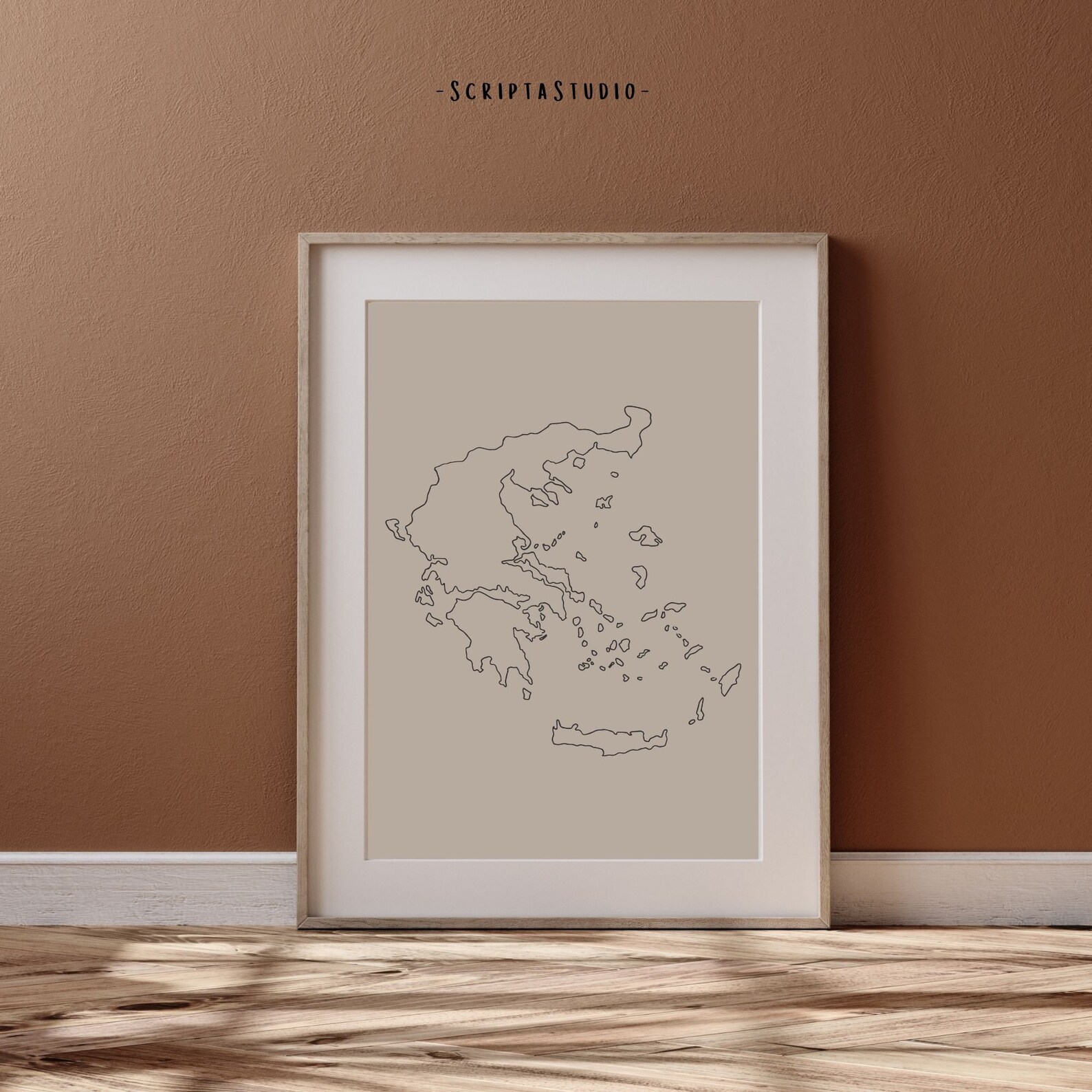 Greece Map Print - Greece Wall Art - Neutral Wall Decor - Etsy
