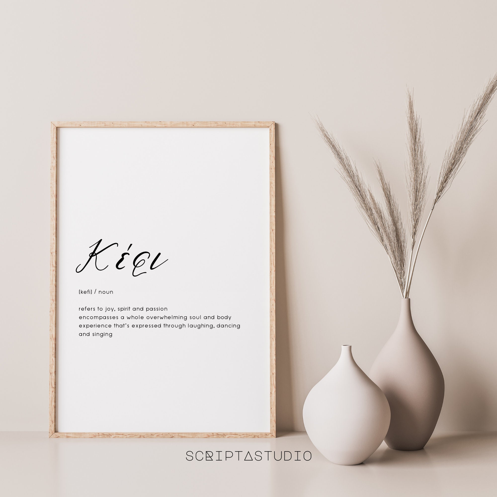 Kefi Art Print - Greek Definition - Printable Wall Decor - Calligraphy ...