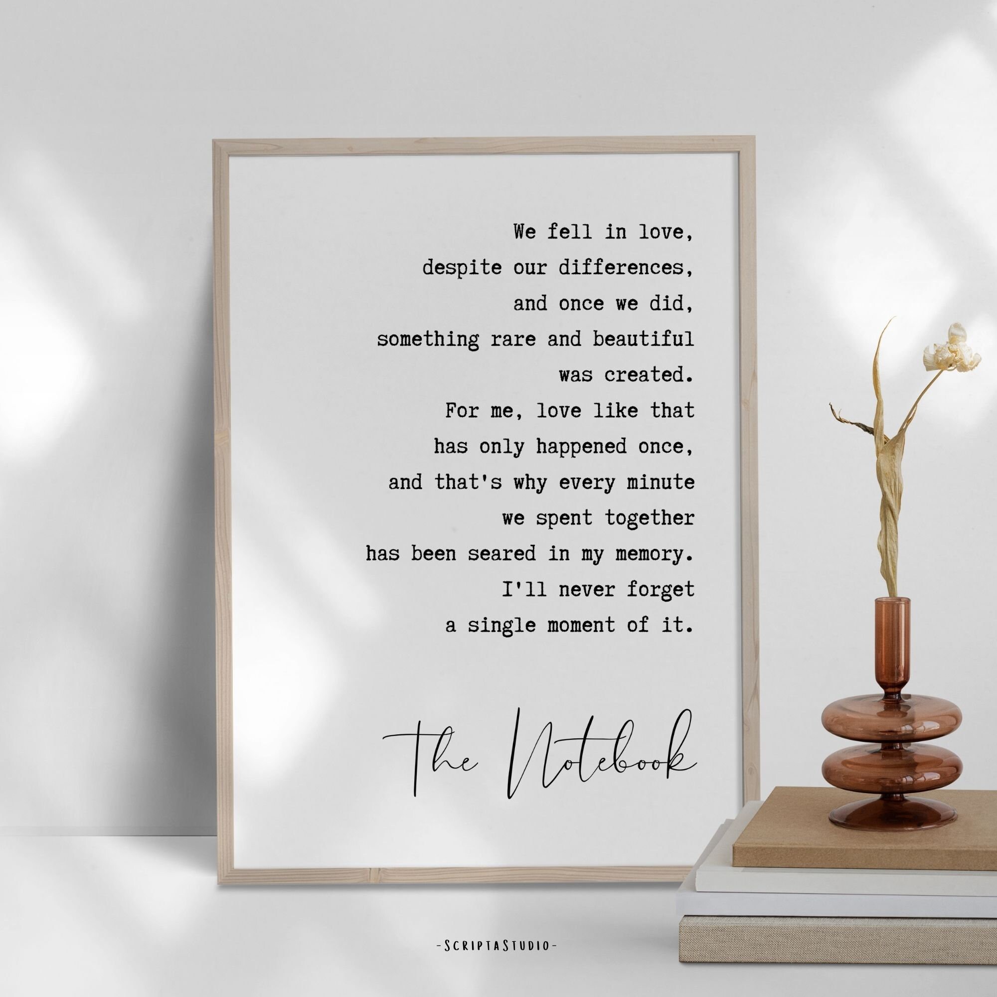 The Notebook Love Quote Print Romantic Gift The Notebook | Etsy