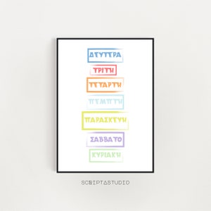 Greek Educational Set of 6 Posters, Greek School Wall, Nursery Wall ...