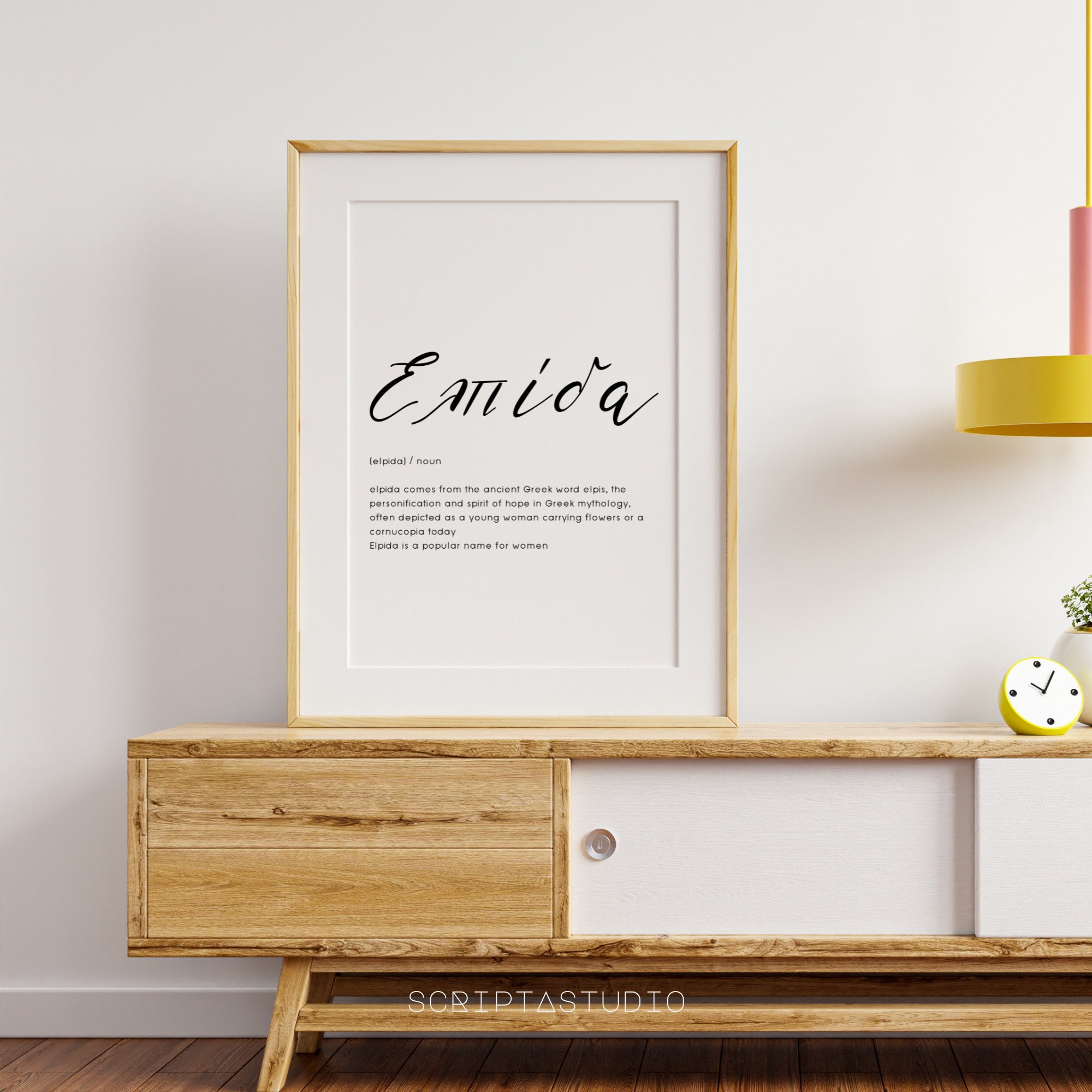 Greek Quote Print, Definition Wall Art, Elpida Greek Name, Printable ...