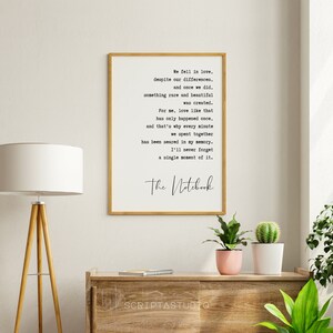 The Notebook Love Quote Print, Romantic Gift, the Notebook Movie Quotes ...