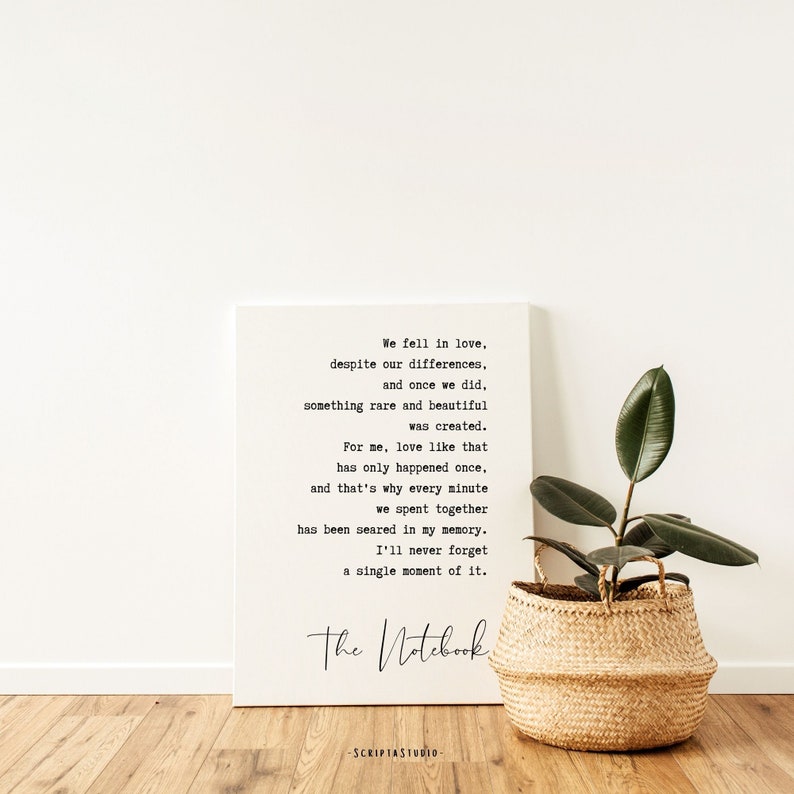 The Notebook Love Quote Print Romantic Gift The Notebook | Etsy