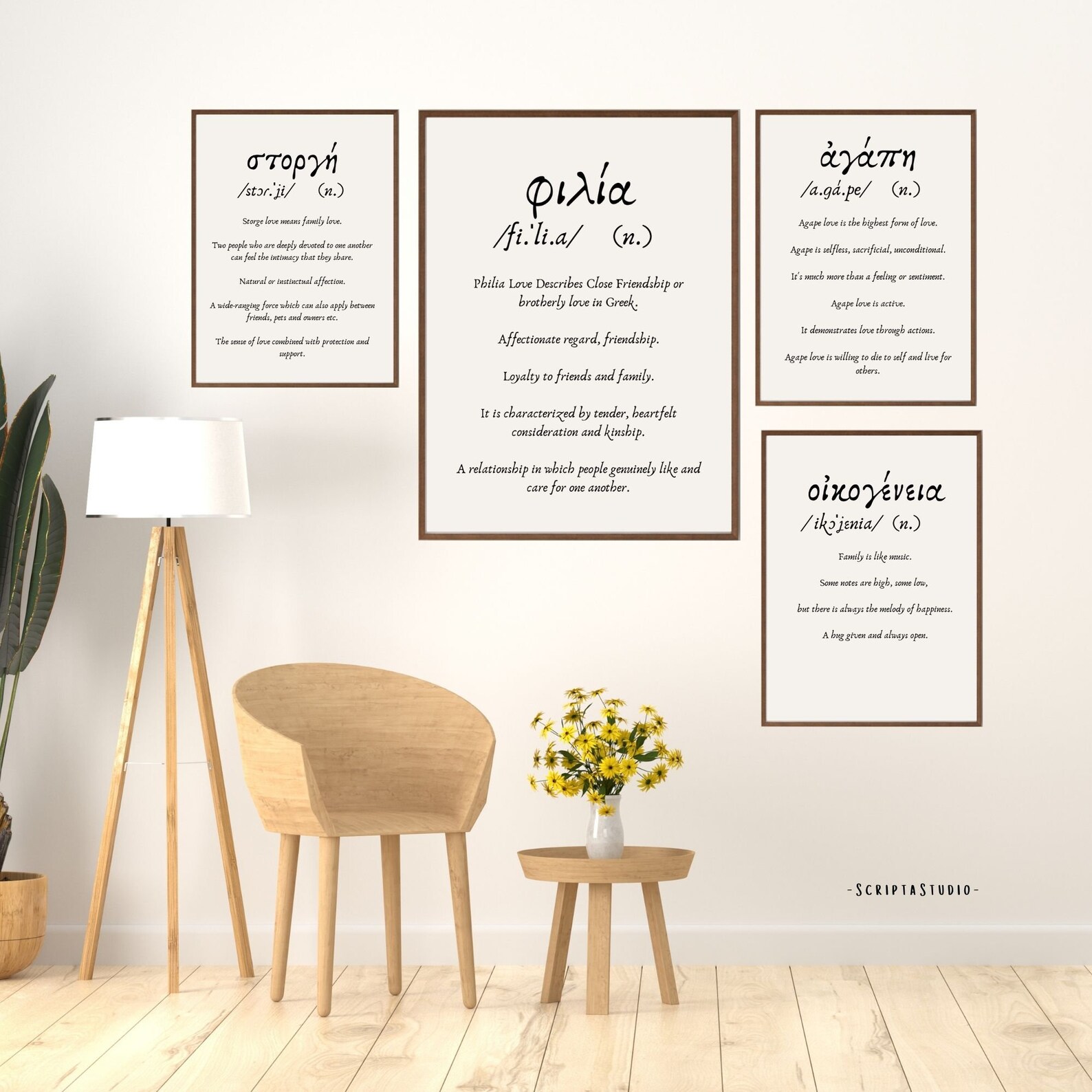 Greek Words Set 4 Prints Agape Family Wall Decor Greek | Etsy