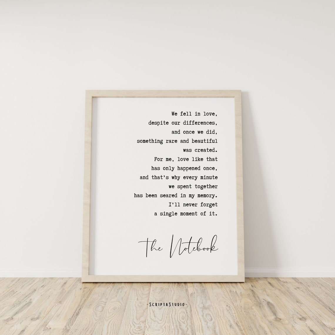 The Notebook Love Quote Print Romantic Gift The Notebook | Etsy