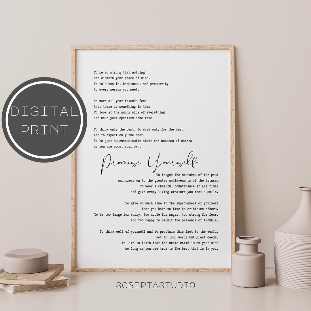 Promise Yourself Christian D. Larson, Everyday Reminder, Wall Decor Art ...