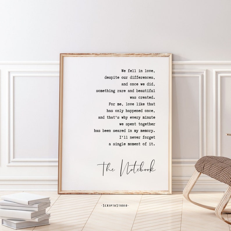 The Notebook Love Quote Print Romantic Gift The Notebook | Etsy