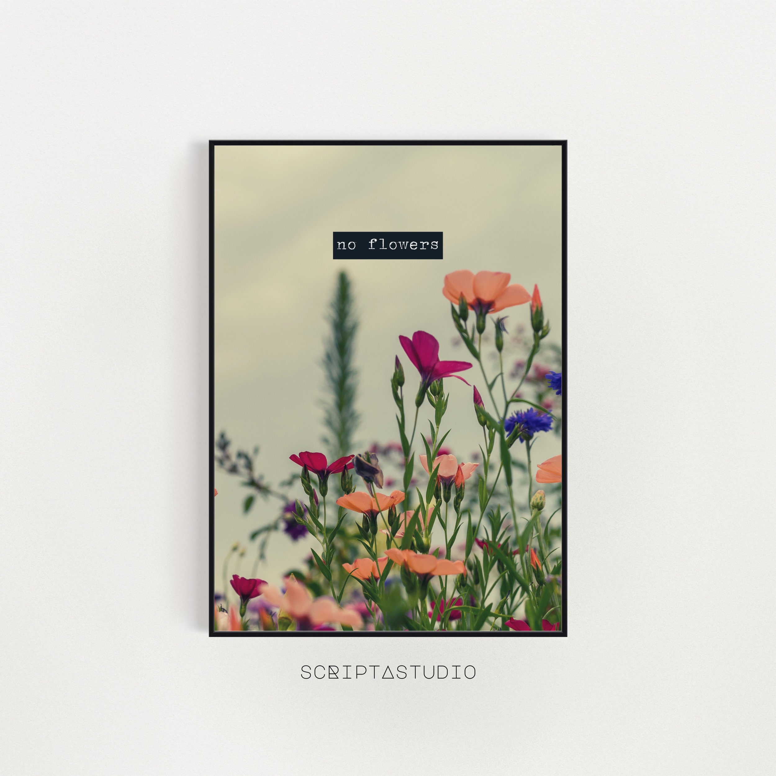 Aesthetic Flower Quote Print, No Rain No Flowers, Wildflower Field Art ...