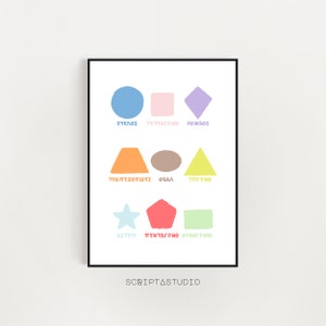 Educational Set of 6 Greek Prints, Alphabet, Numbers, Shapes, Months ...