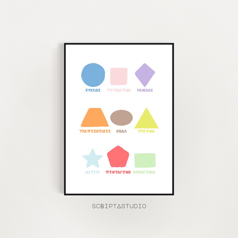 Educational Set of 6 Greek Prints Alphabet Numbers Shapes - Etsy