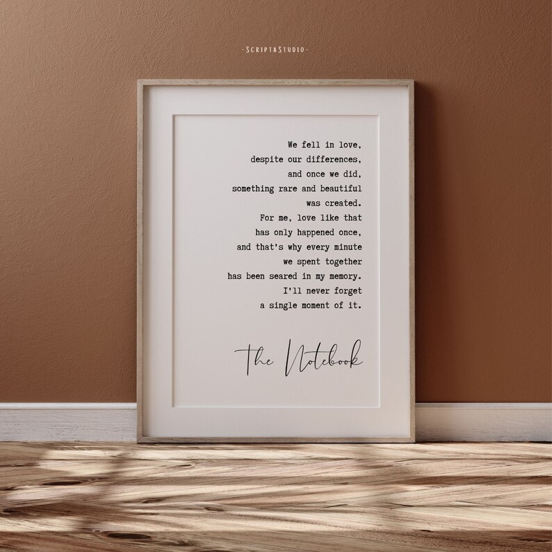 The Notebook Love Quote Print Romantic Gift The Notebook | Etsy
