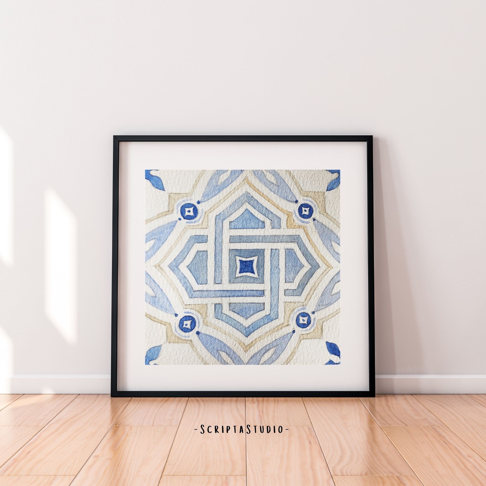 Mediterranean Tiles Print Set of 4 Tiles Wall Art | Etsy