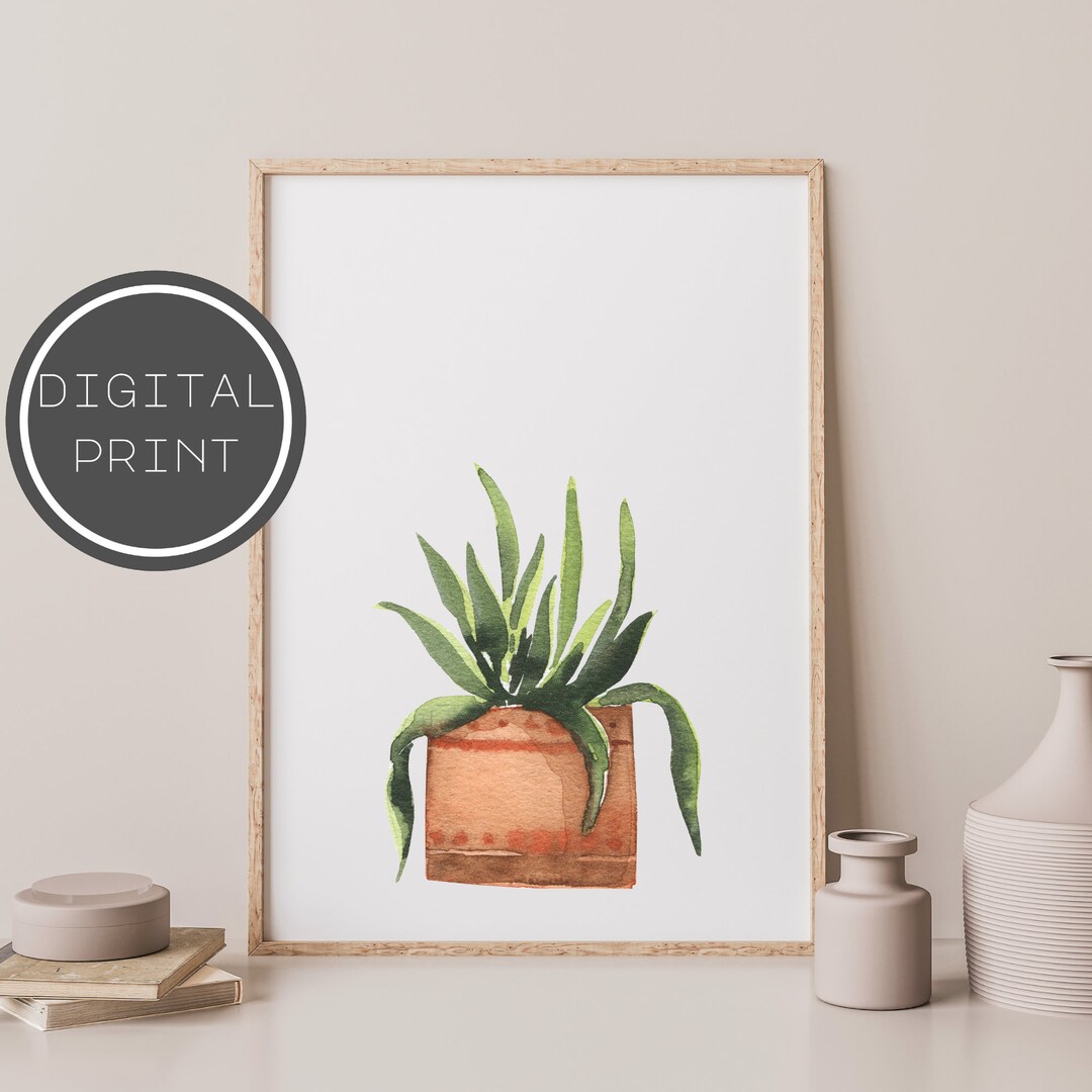 Cactus Print, Printable Art, Cactus Art, Home Decor, Potted Cactus ...