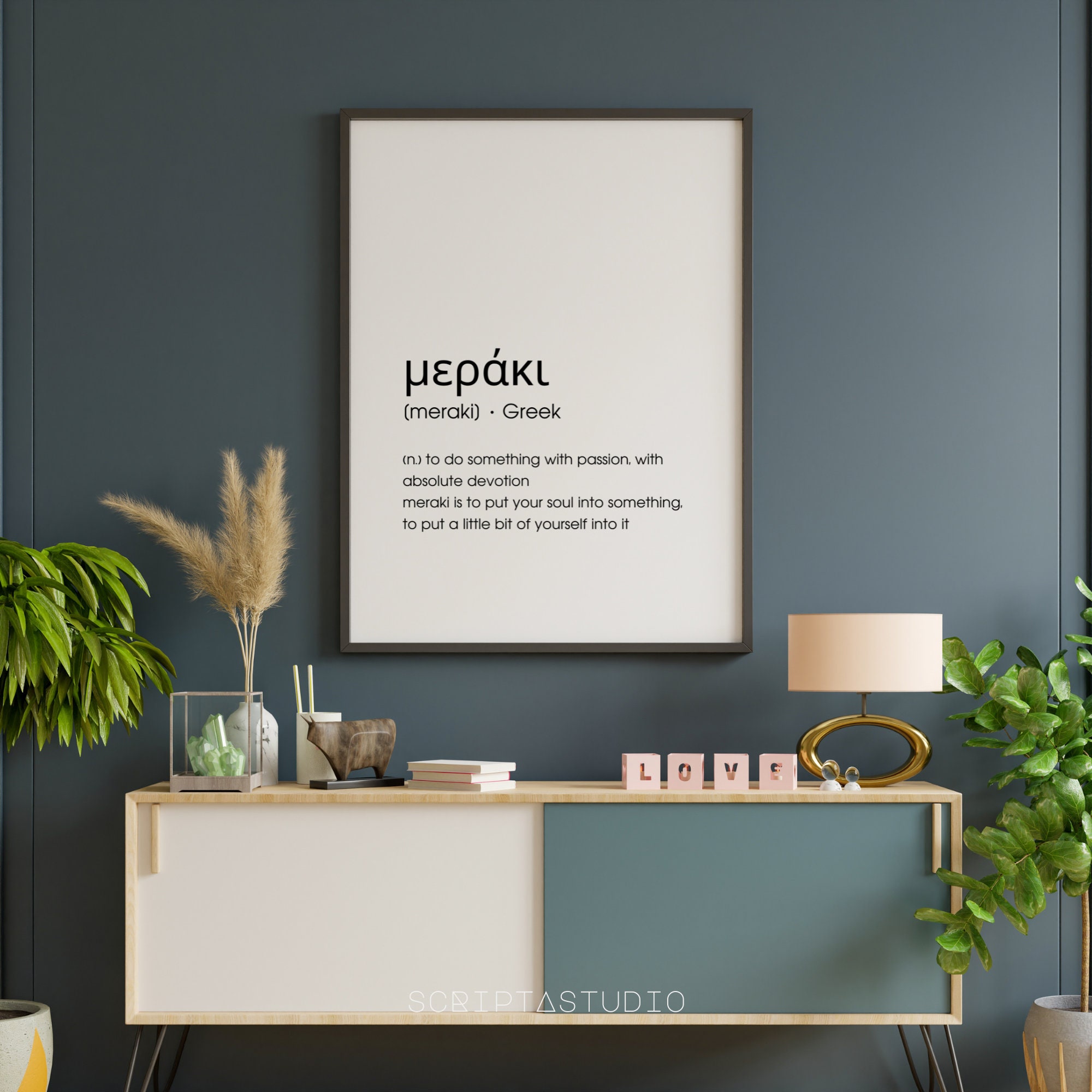 Meraki Greek Quote Print, Soul Passion Poster Art Definition Type ...