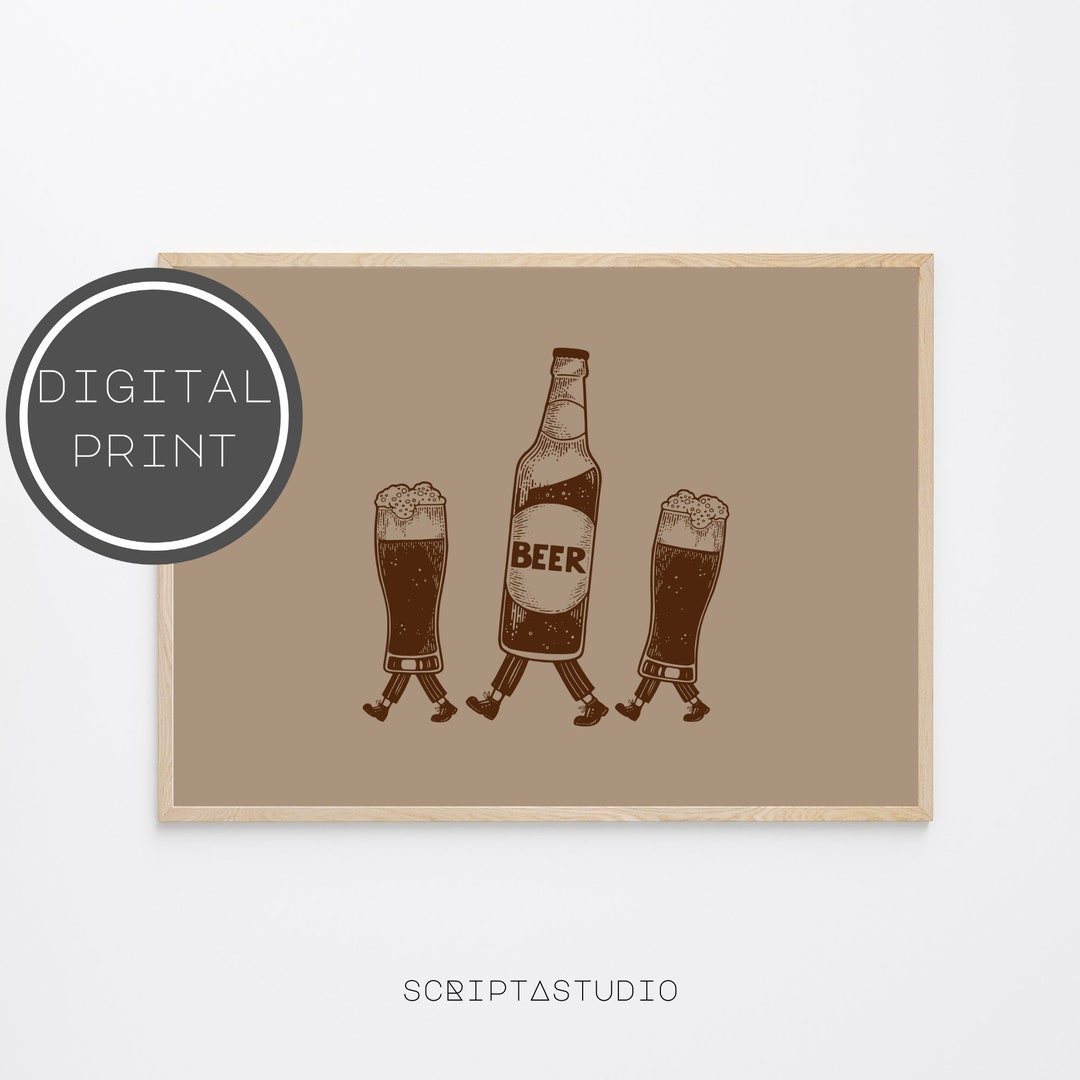 Bier Posterdruck, Bierflaschen, Beer Walking, Retro Druck, Drink Poster ...