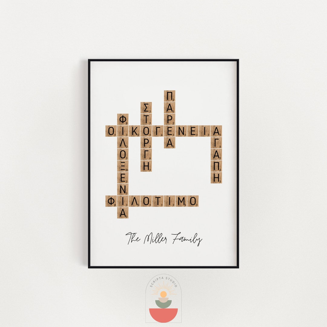 Custom Greek Scrabble Tiles Poster - Personalized Wall Art for Unique ...