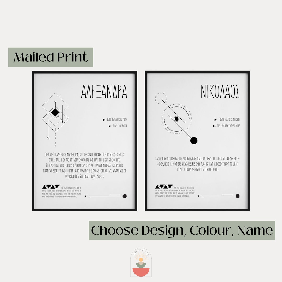 Greek Name Artwork, Etymology, Name Day, Geometric Print, Greek ...