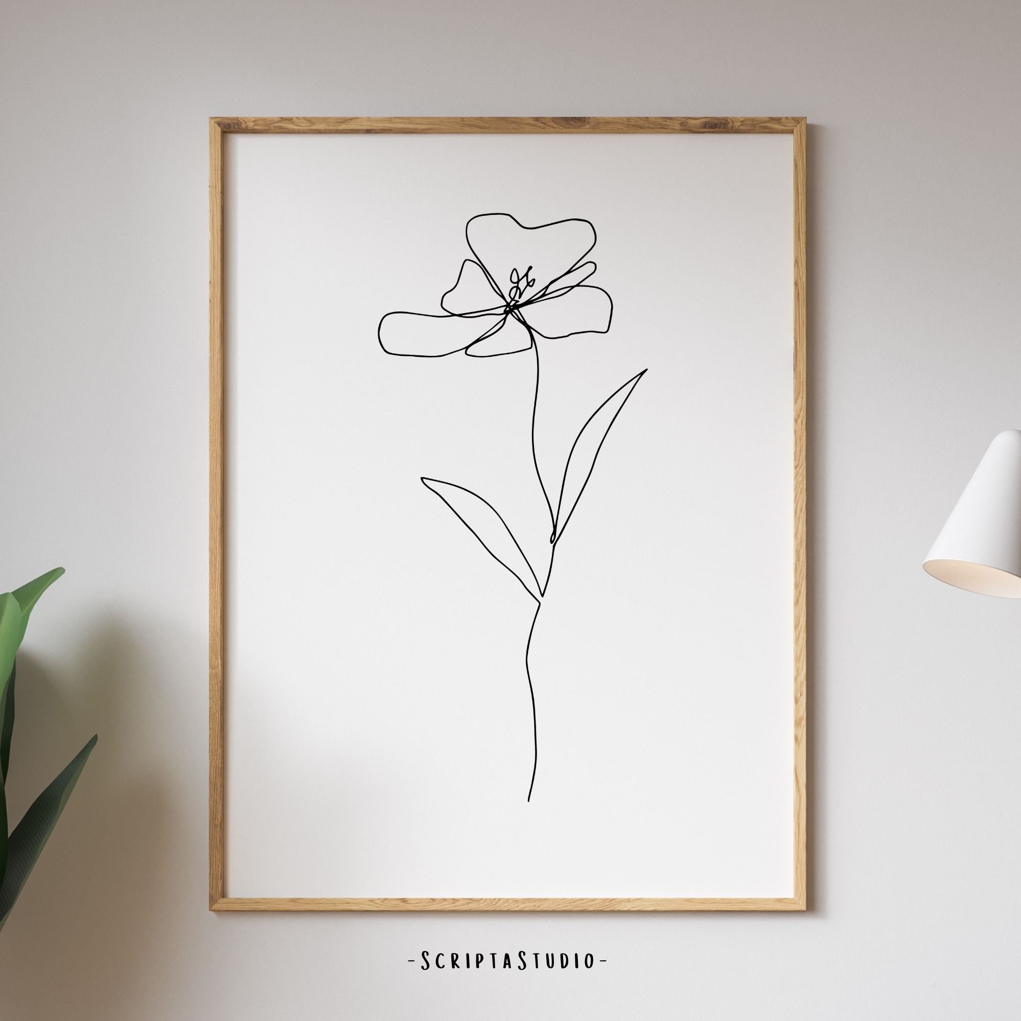 Set of 6 Floral Line Art Print Simple Line Drawing One Line | Etsy