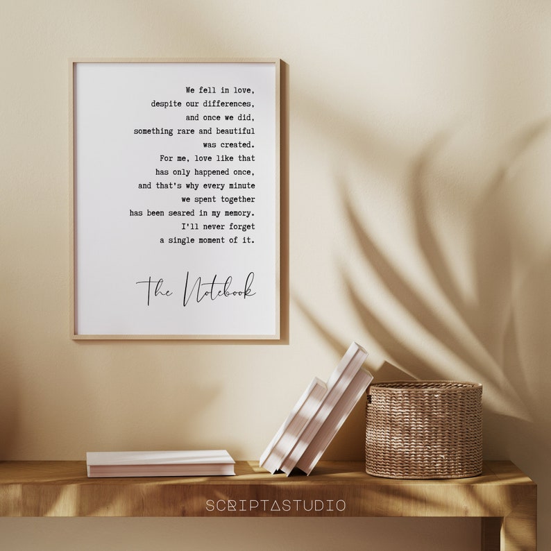The Notebook Love Quote Print Romantic Gift the Notebook - Etsy