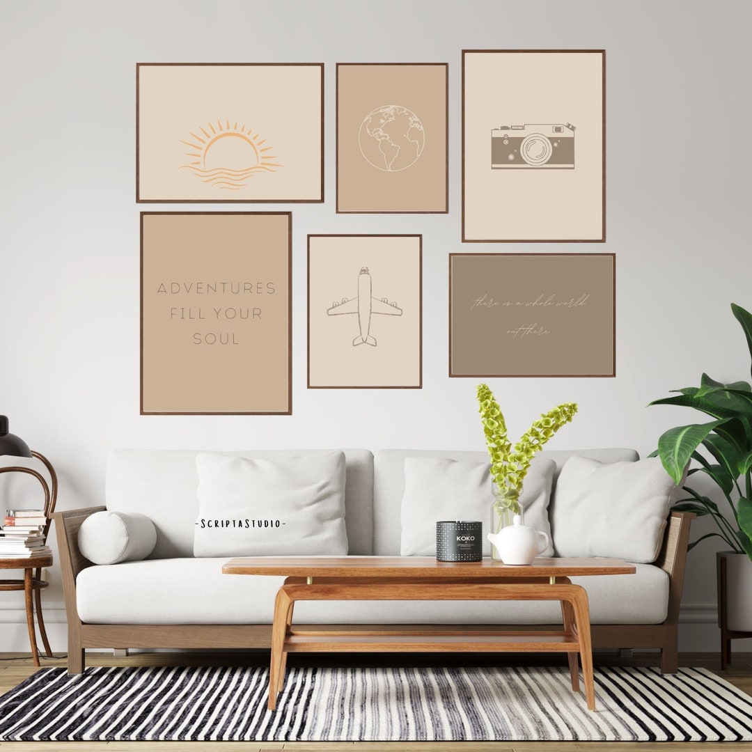 Travel Set 6 Prints, Neutral Travel Art, Travel Quotes, Boho Gallery ...