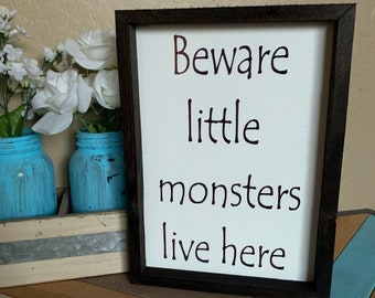 Beware Little Monsters Sign - Etsy
