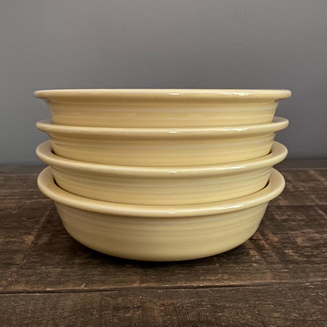 Fiesta Fiestaware Yellow Butter Color Salad Bowls 7" Set of FOUR Homer ...