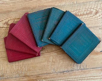 Antique Red Little Leather Library Books - Etsy