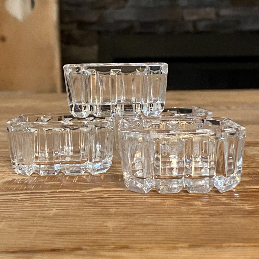 Vintage Crystal Salt Cellars Square Glass Set of 4 - Etsy