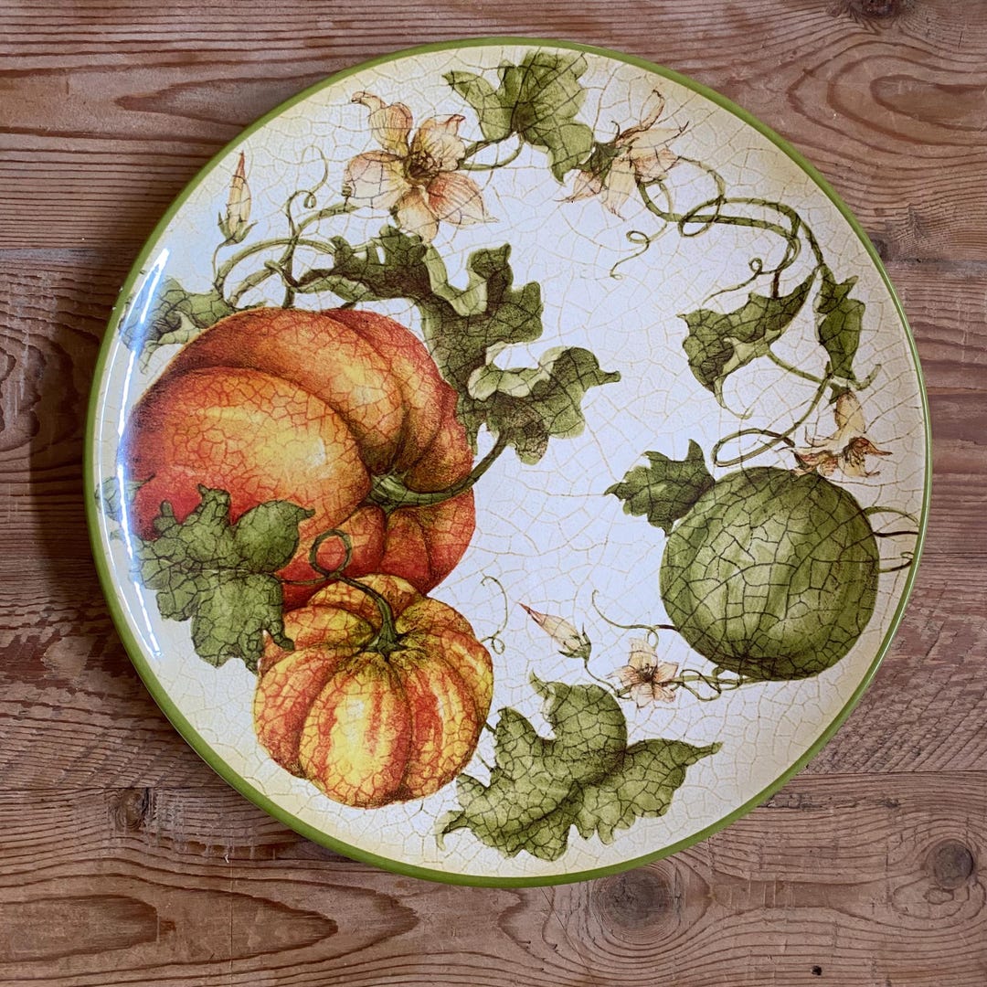 Harvest Garden Pier 1 Dinner Plate 11" Pumpkins Fall Autumn Earthenware ...