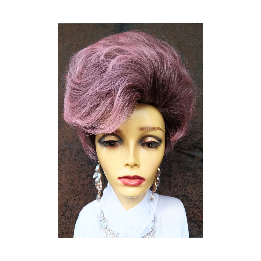 Dramatic Drag Pixie Bouffant Wig, Brown Roots With Pink Tips , Standard ...