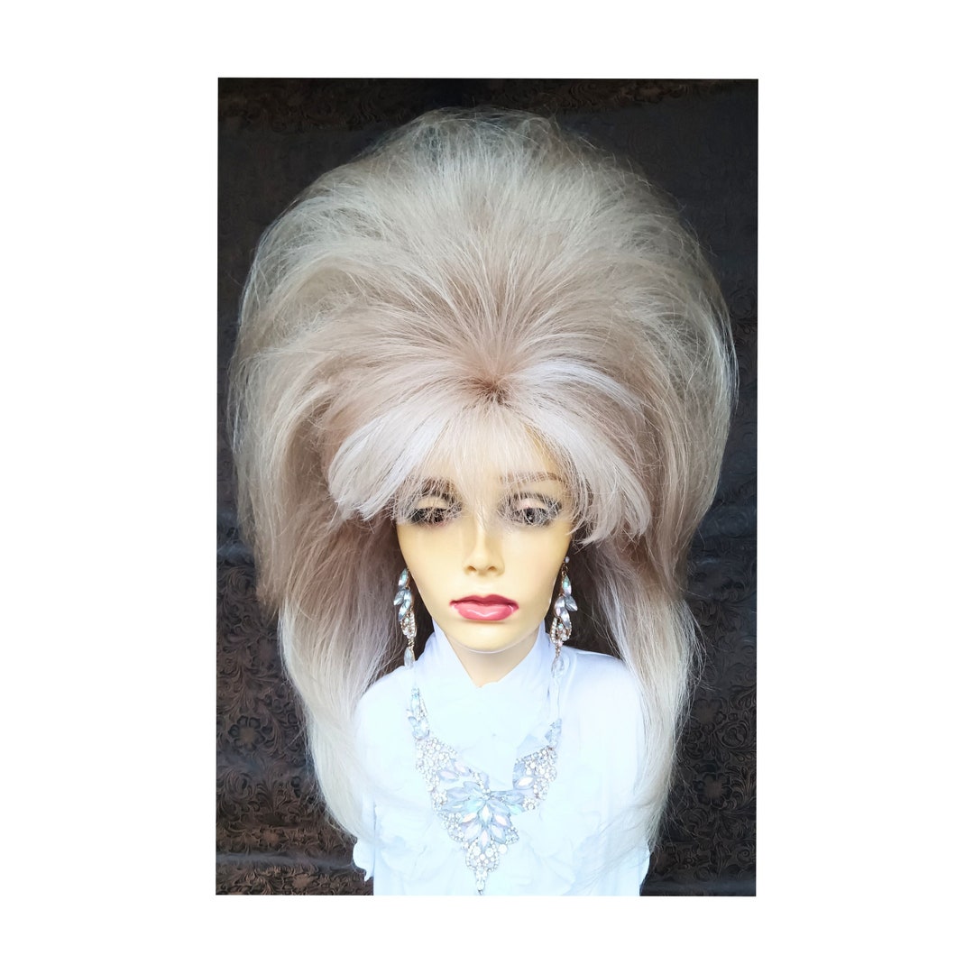 Flash Sale Dramatic Long Drag Queen Bouffant Platinum Blonde Mix