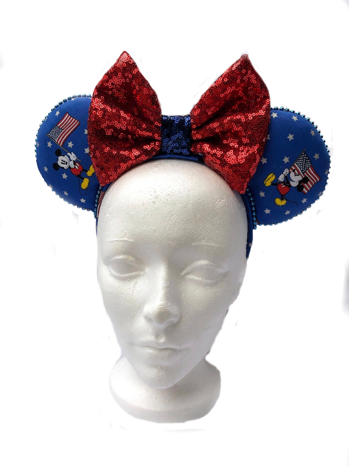 Mickey and the Flag..disney Ears-sequins Ears-free | Etsy
