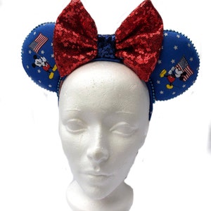Mickey and the Flag..disney Ears-sequins Ears-free - Etsy