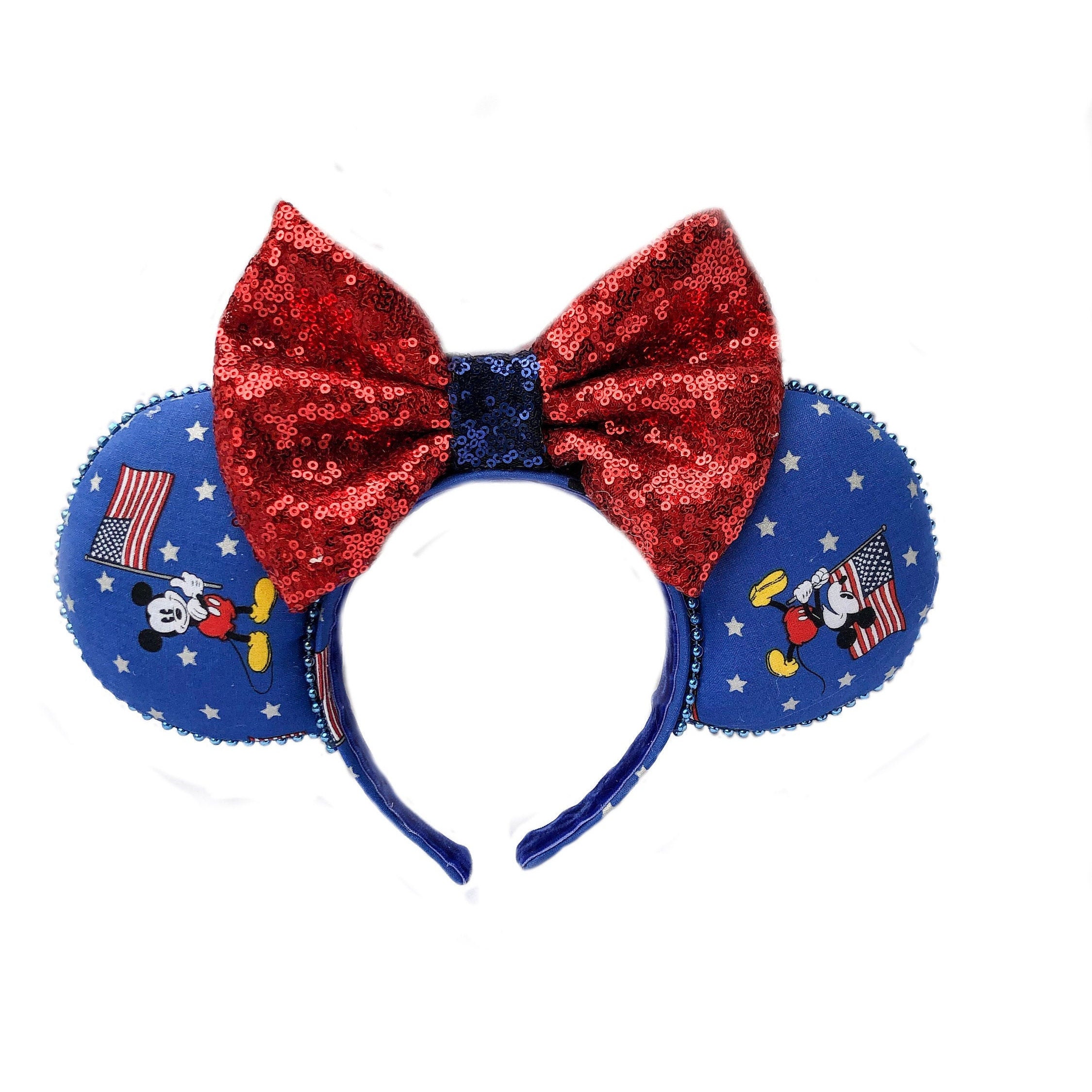 Mickey and the Flag..disney Ears-sequins Ears-free - Etsy
