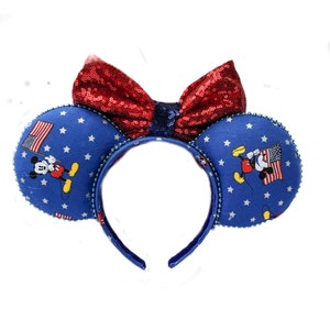 Mickey and the Flag..disney Ears-sequins Ears-free - Etsy