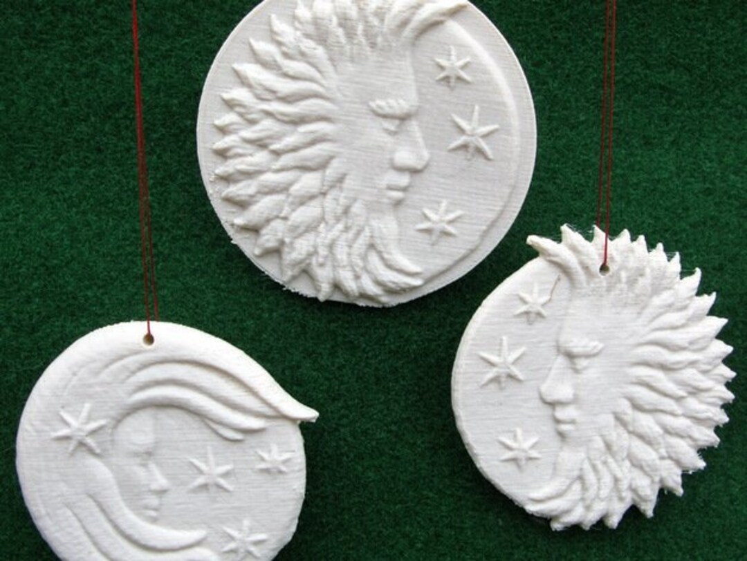 3D Printed Sun and Moon Ornament Set: Celestial Boho Decor - Etsy