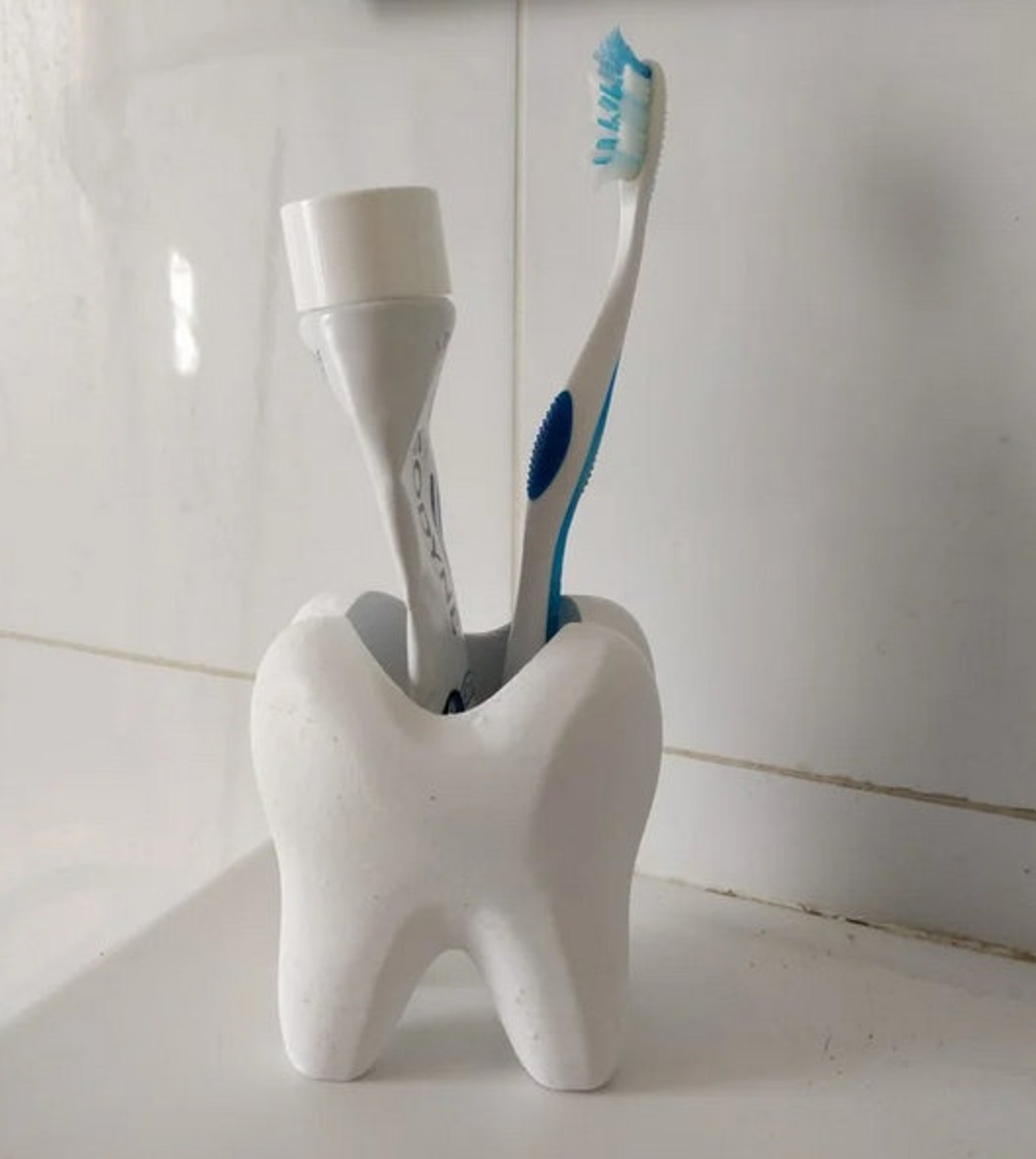 Tooth Shaped Cup / Toothpaste / Toothbrush / Dental / Bathroom / Holder ...