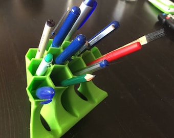 Angled Pencil Holder / Hexagonal Pencil Holder / Pen Holder / - Etsy